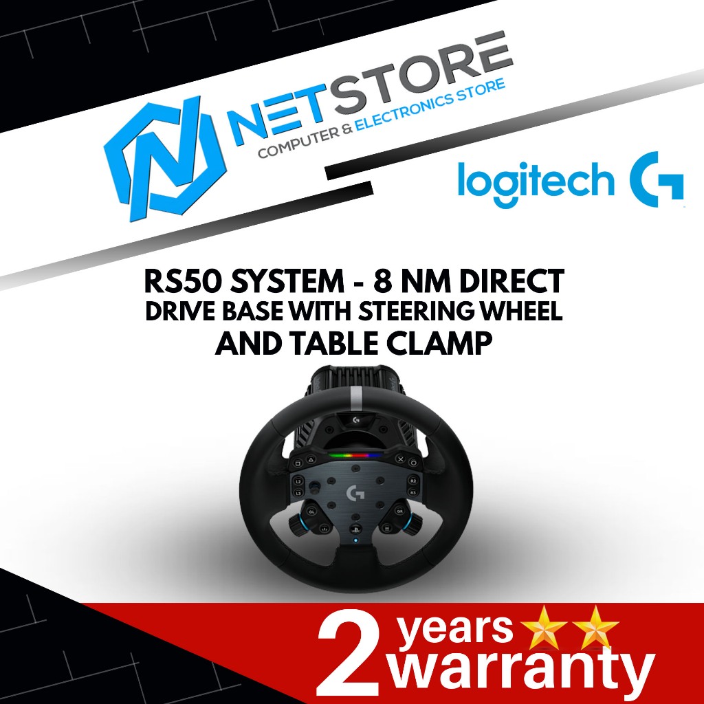 LOGITECH RS50 SYSTEM - 8 NM DIRECT DRIVE BASE WITH STEERING WHEEL AND ...