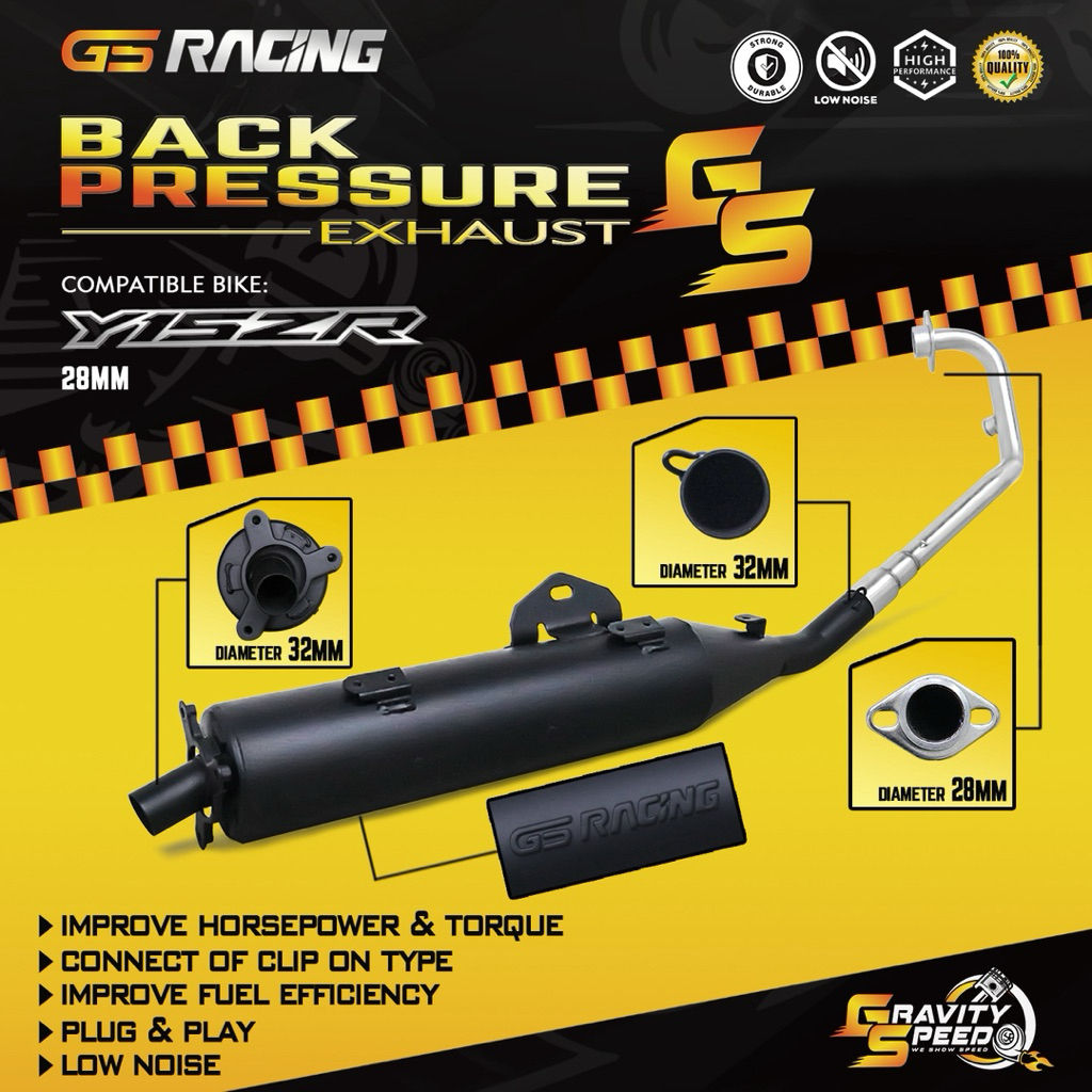 GS RACING BACK PRESSURE EXHAUST Y15 LC135 RS150 EKZOS RACING SENYAP PADU BACK PRESSURE EKZOS ...