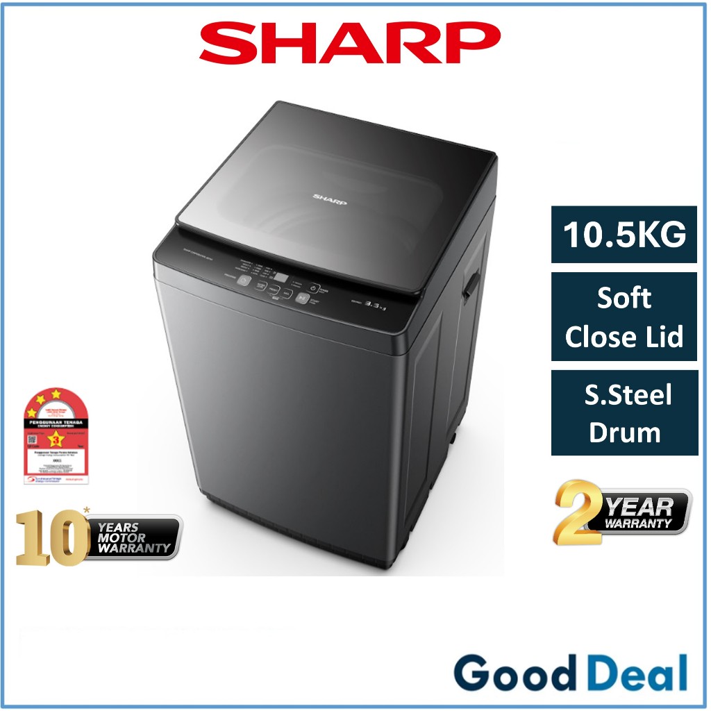 Sharp ESX9521 9.5KG / ESX1021 10.5KG Soft Close Glass Lid Washing ...