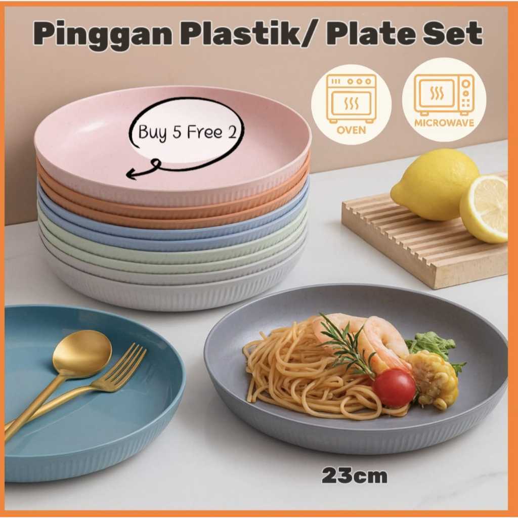 23Cm Wheat Straw Plastic Dinner Plate Pinggan Plastik Microwave Safe ...
