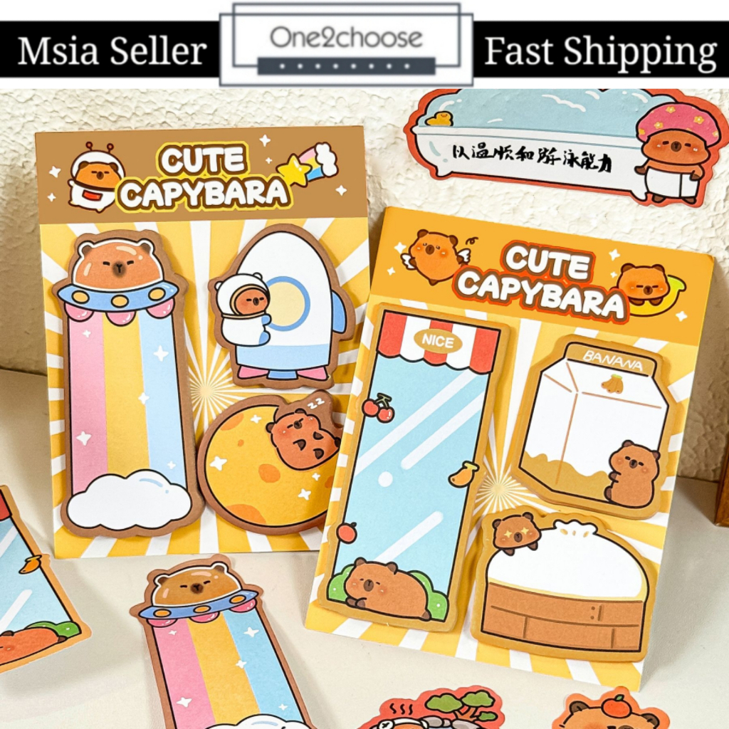 One2choose 60 sheets Capybara Cartoon Sticky Note Memo Pad Capybara ...