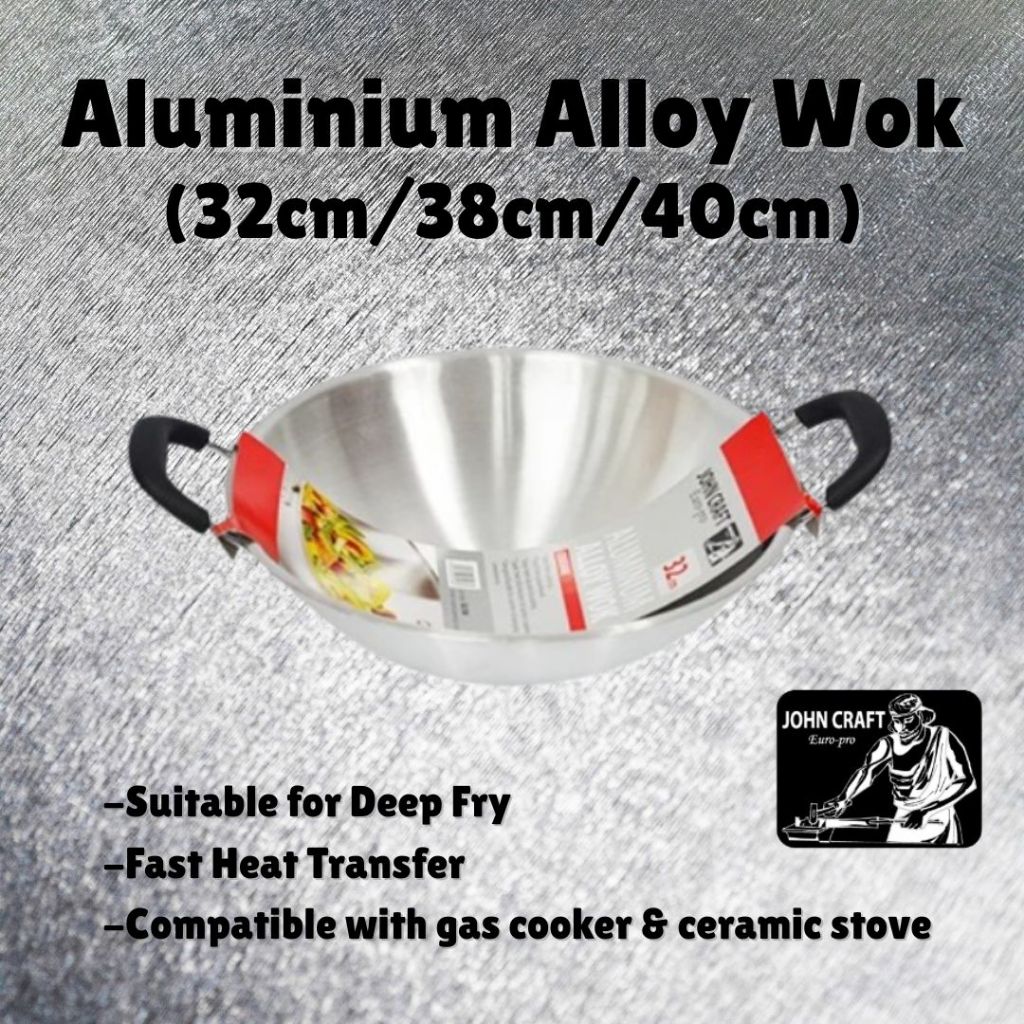 JOHN CRAFT High Density Aluminium Alloy Wok (32cm, 38cm, 40cm) | Shopee ...