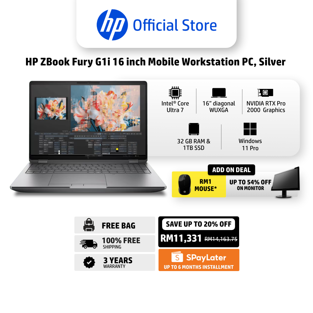 HP ZBook Fury G1i 16" Mobile Workstation PC, Silver | Intel Core Ultra ...
