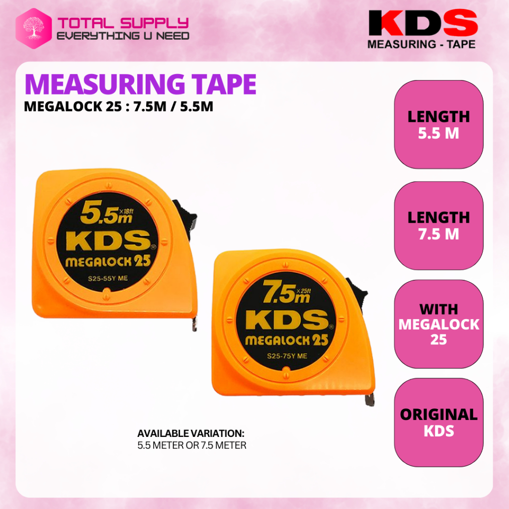 KDS MEASURING TAPE 7.5 METER | 5.5 METER MEGALOCK 25 KDS JAPAN | Shopee ...