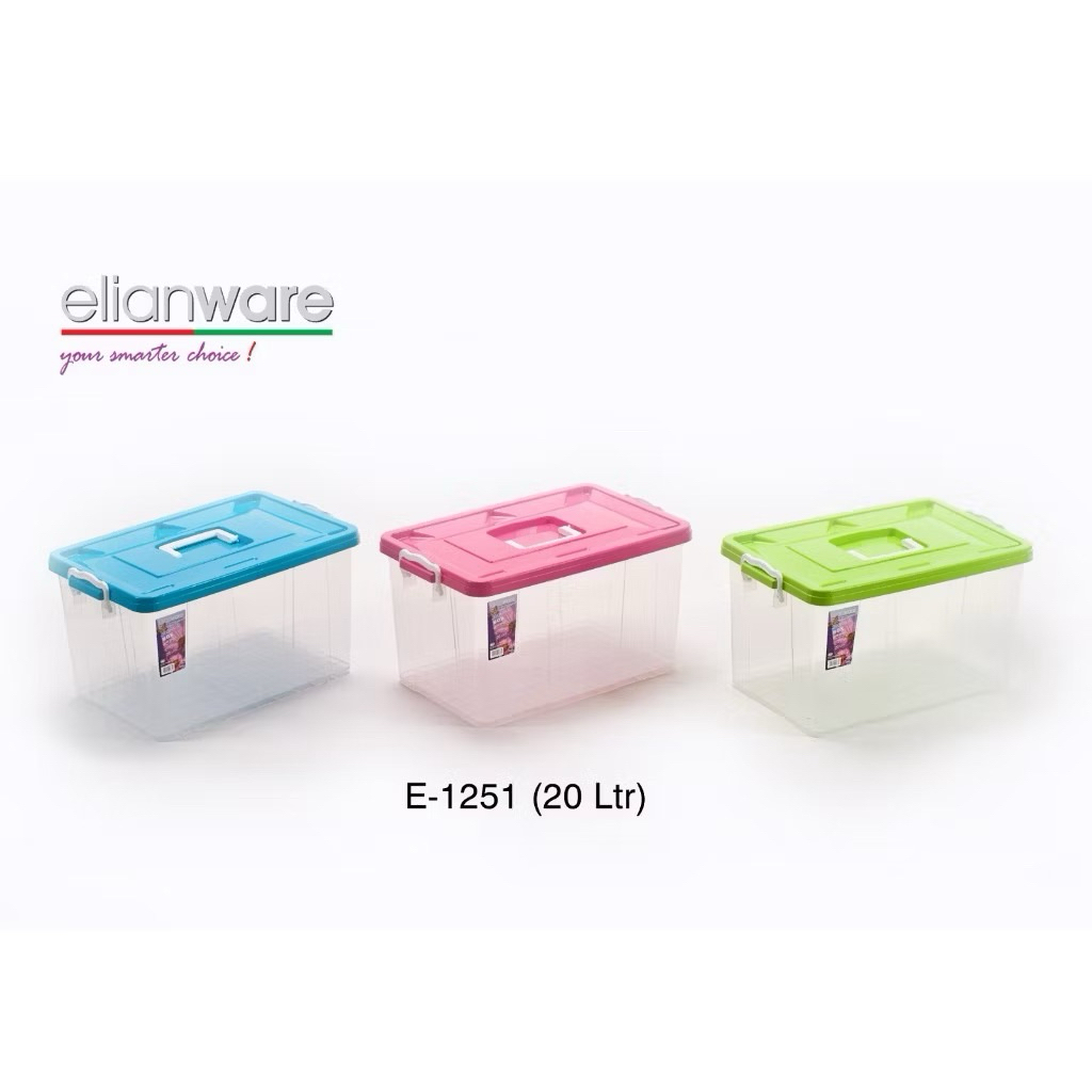 Elianware Transparent Storage Box With Handle 20 Litres E-1251 | Shopee ...