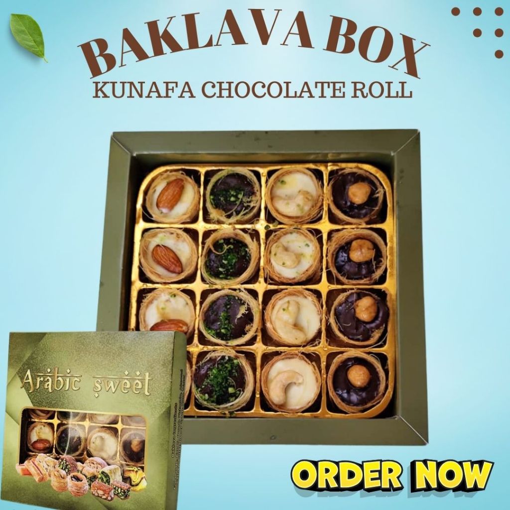 Viral Arabic Baklawa Kunafa Roll Green Box – Premium Dessert Sweet ...