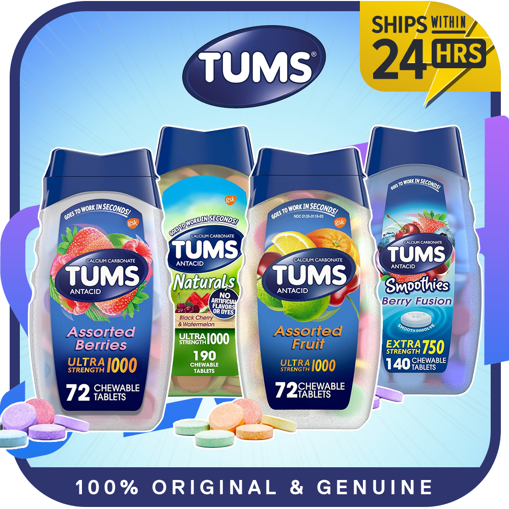 TUMS Ultra Strength 1000mg Antacid Tablets for Chewable Heartburn ...