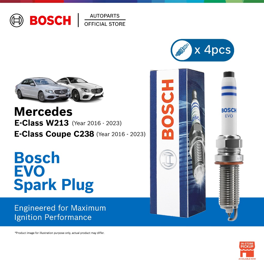 Bosch EVO Iridium Platinum Spark Plug 4pc Set Mercedes E Class E200 E250 E300 E350 W212 W213 ...