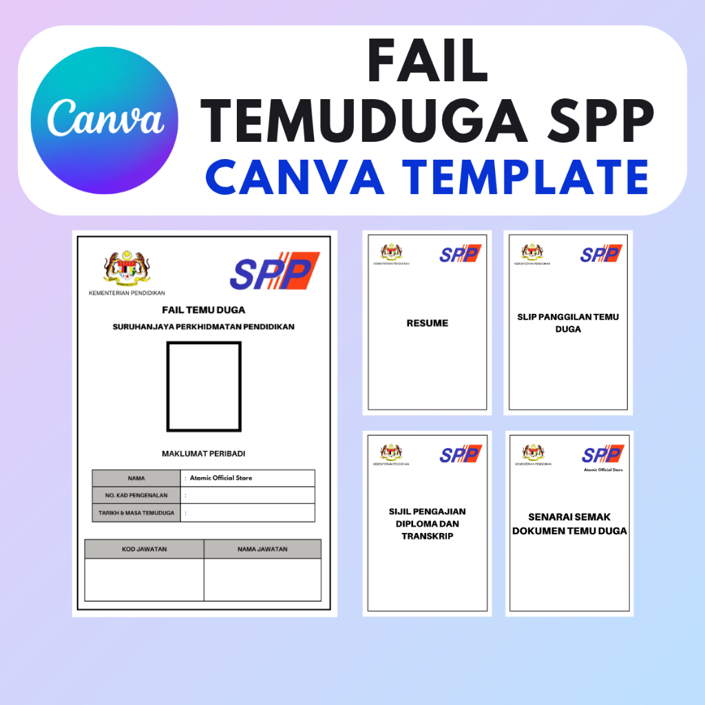 🔥INSTANT🔥 Template Fail Temuduga SPP Kerja Kerajaan (Canva & PDF) | Mudah Untuk Edit | SPP ...
