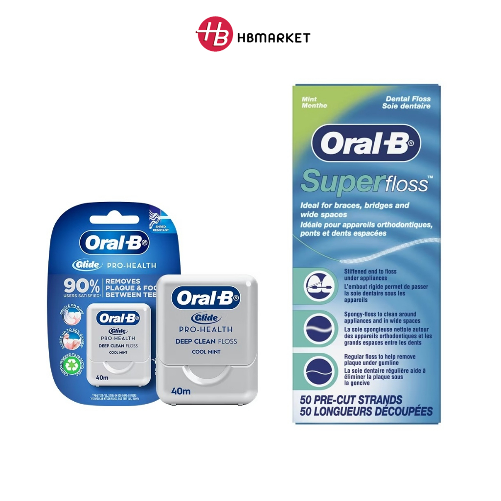 Oral-B Glide Deep Clean Floss Cool Mint 40m | Oral-B Super Floss Dental ...