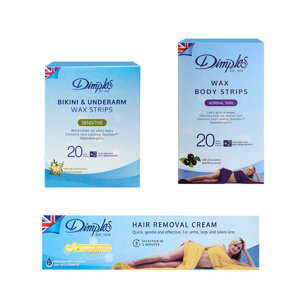 DIMPLES Bikini & Underarm Wax Strips Sensitive / Wax Body Strips Normal ...