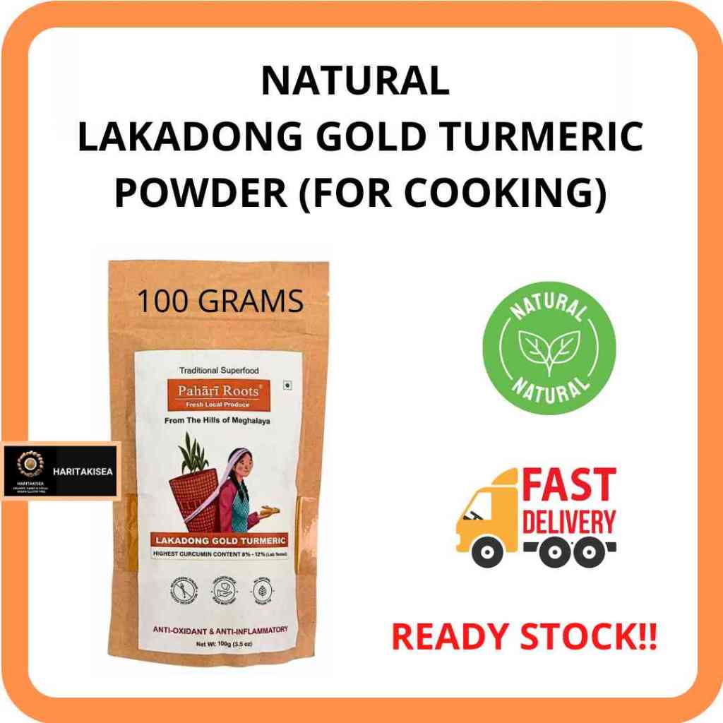 NATURAL PREMIUM LAKADONG TURMERIC (TUMERIC) POWDER 100 GMS (姜黄粉 Spice ...