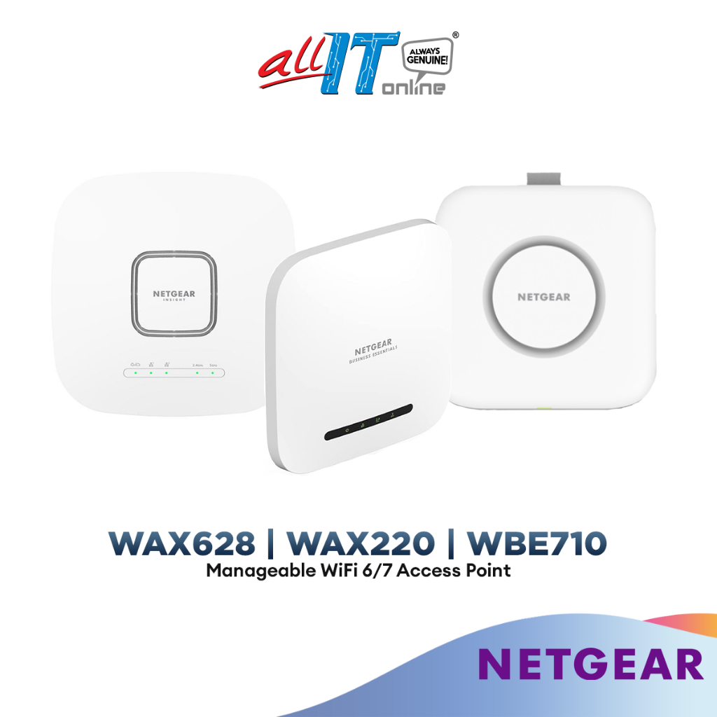 Netgear WAX220 | WAX628 | WBE710 WiFi 6 WiFi 7 Dual-Band/Tri-Band PoE ...