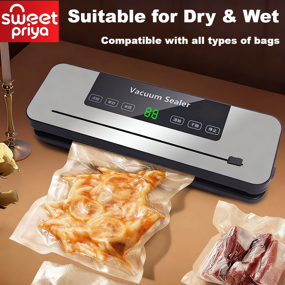 Vacuum Sealer Machine + 100PCS Bags Automatic Sealing Food Packer ...