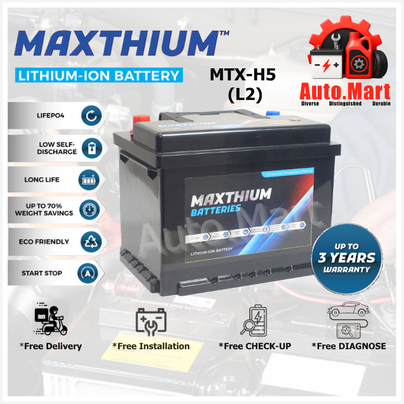 Bateri Kereta / Car Battery - Maxthium LiFePO4 - MTX-H5 - 60AH | Shopee ...