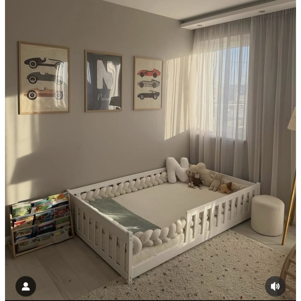 Montessori Floor Bed With Rails Toddler Floor Bed Frame Kids Bed Kids ...