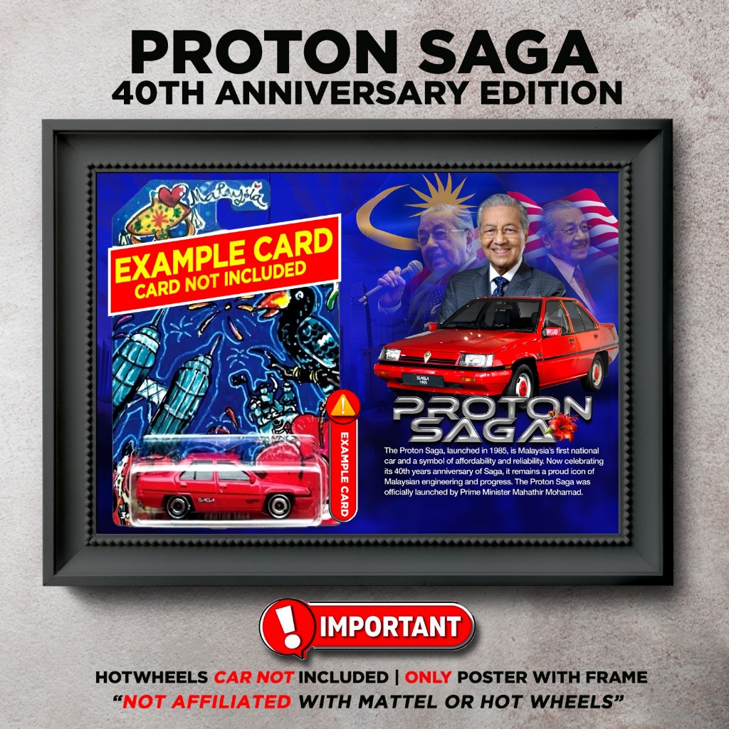 Gambar Frame Diecast Hotwheels Proton Saga 40th Anniversary Berserta ...