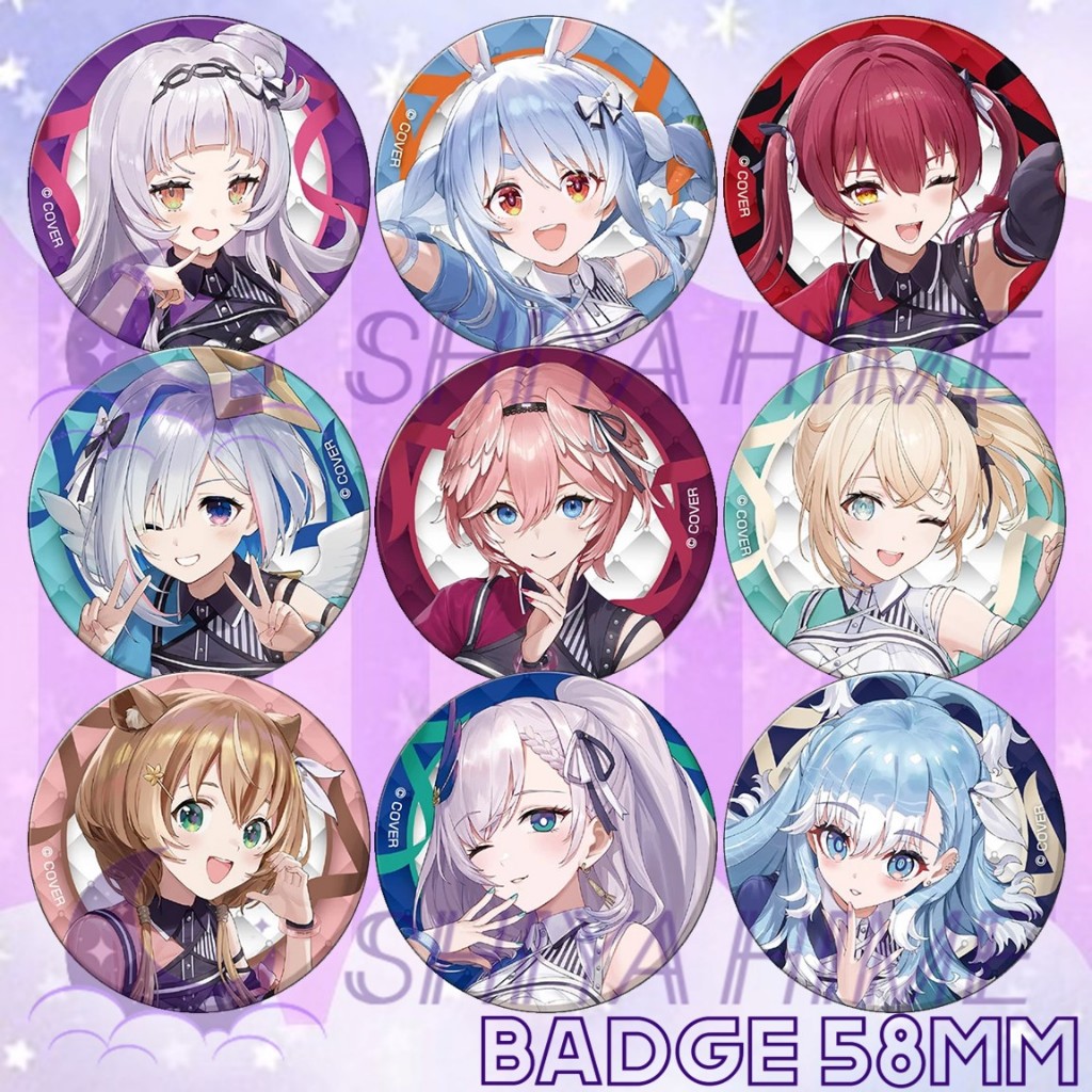 Hololive 虚拟主播 VTuber Anime Button Badge Cartoon 动漫周边徽章胸章 58mm Risu Kobo ...