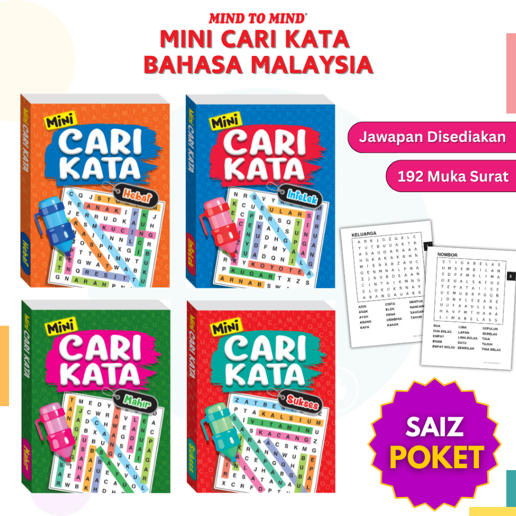 MIND TO MIND Mini Cari Kata Saiz Poket (Bahasa Malaysia) - word search ...