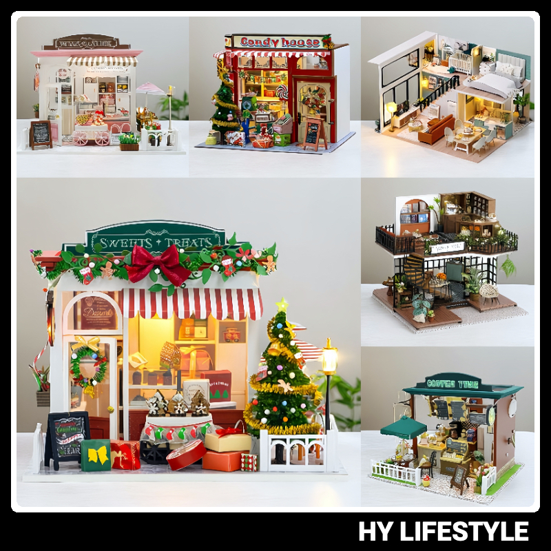 [HY] DIY Miniature House Kit DIY Miniature Dollhouse with Dust Cover ...