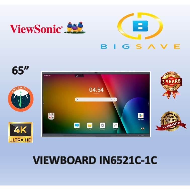 VIEWSONIC 65" IN6521C-1C EDLA-CERTIFIED VIEWBOARD® 65" 4K INTERACTIVE DISPLAY SMART WHITE BOARD ...