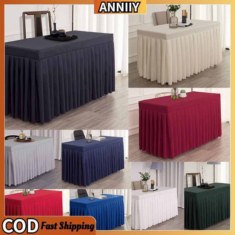 Solid Color Rectangle Table Skirts Thick Comfortable Table Cloth Cover ...
