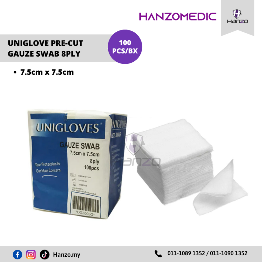 PRE-CUT GAUZE SWAB 8PLY - 7.5CM X 7.5CM (100PCS/PACK) | Shopee Malaysia