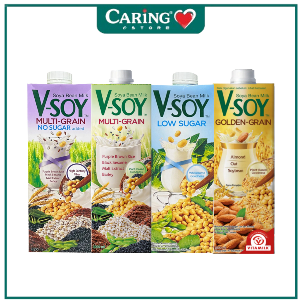 V-Soy Soya Bean Milk 1L (Multigrain / Multigrain No Sugar / Low Sugar ...
