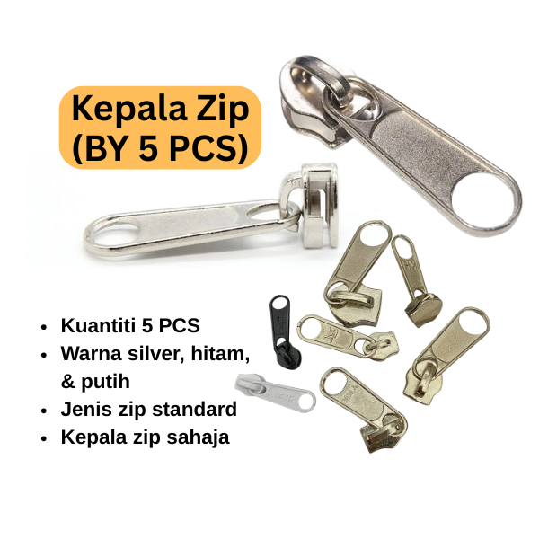 (5 pcs) kepala zip no.3, no.5 dan no 8 zipper head kepala zip/Zipper ...