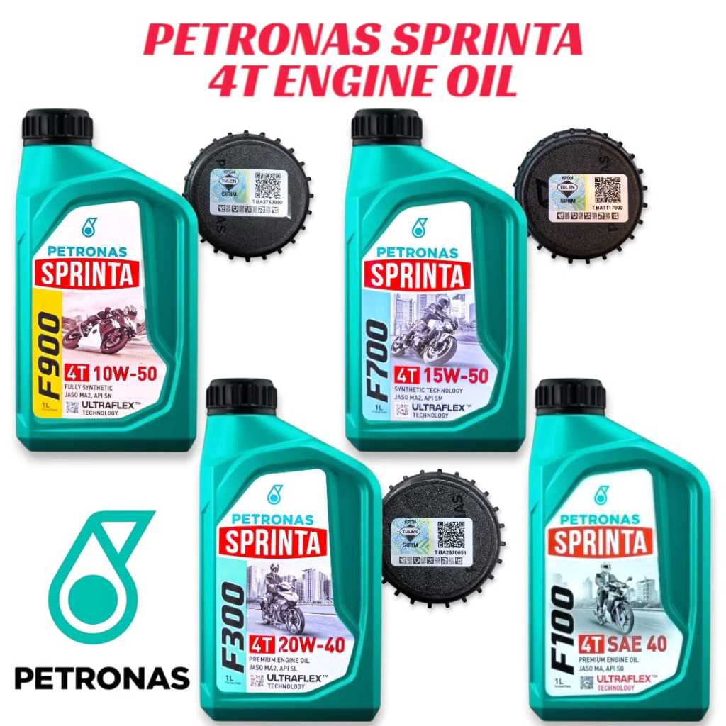 100% Original PETRONAS SPRINTA 4T OIL F100 SAE40 F300 20W40 F700 15W50 ...