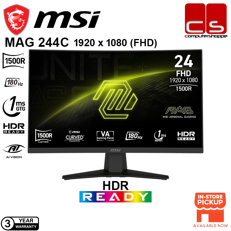 MSI MAG 244C 1920 x 1080 /FHD/180Hz Curve/1500R VA PANEL HDR Adaptive ...