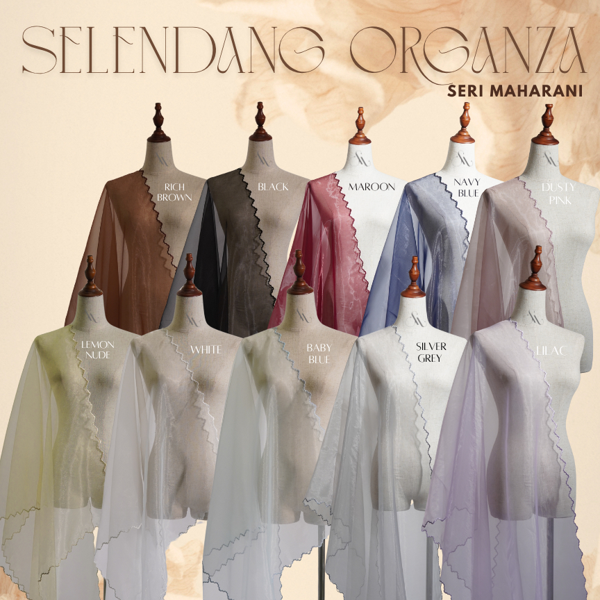 Selendang Organza Sulam Seri Maharani | Shopee Malaysia