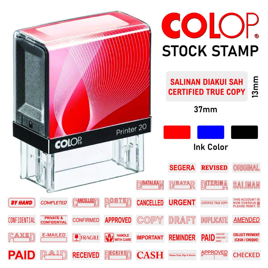 SALINAN DIAKUI SAH DIBATALKAN DIBAYAR SEGERA Colop Printer 20 Ready ...