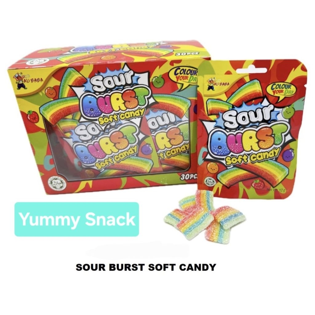 (3pcs/30pcs) Alibaba Sour Burst Soft Candy Mix Fruit Flavour Halal ...