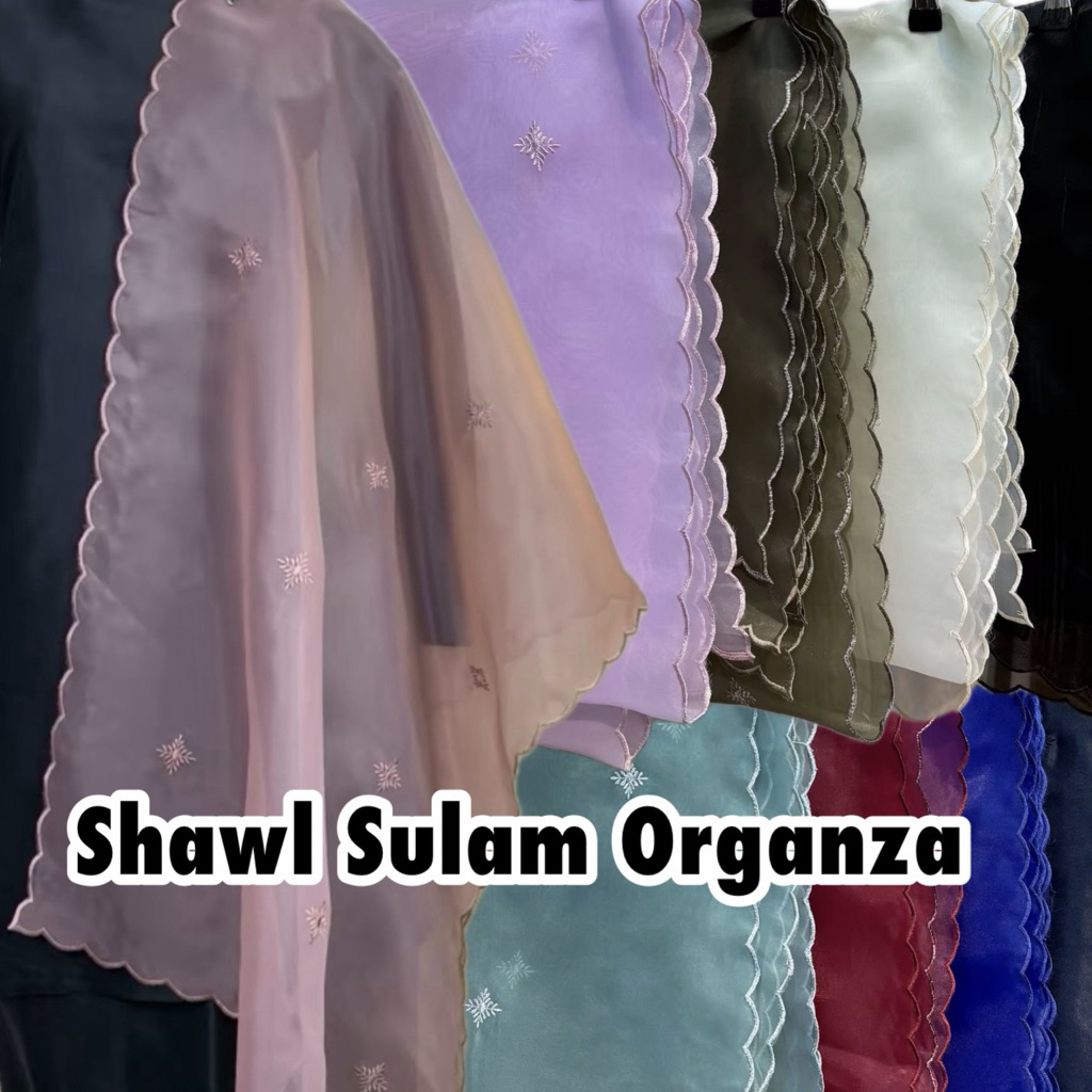Shawl Organza Sulam Songket🔥 Shawl Organza Embroidered Malay Organza ...