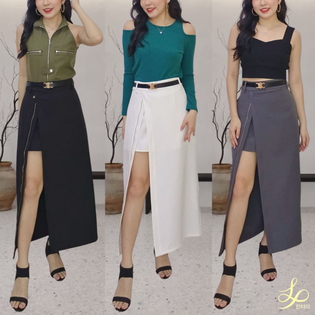 LX FASHION 26332 HIGHT WAIST A-LINE SKIRT INNER PANTS百搭高腰裙西装面料A ...
