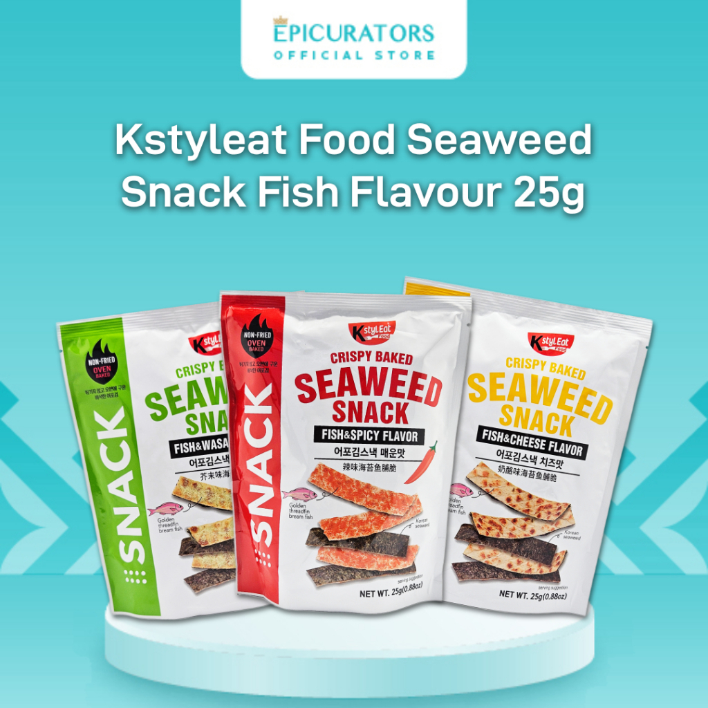 Kstyleat Food Seaweed Snack Fish & Cheese/Spicy/Wasabi Flavour 25g ...