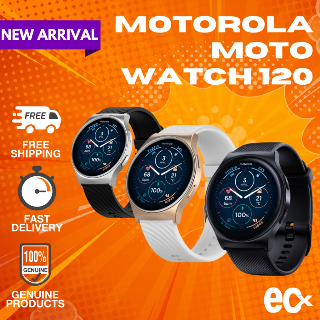 Motorola Moto Watch 120 Smartwatch (45mm) – AMOLED Display, 10-Day ...
