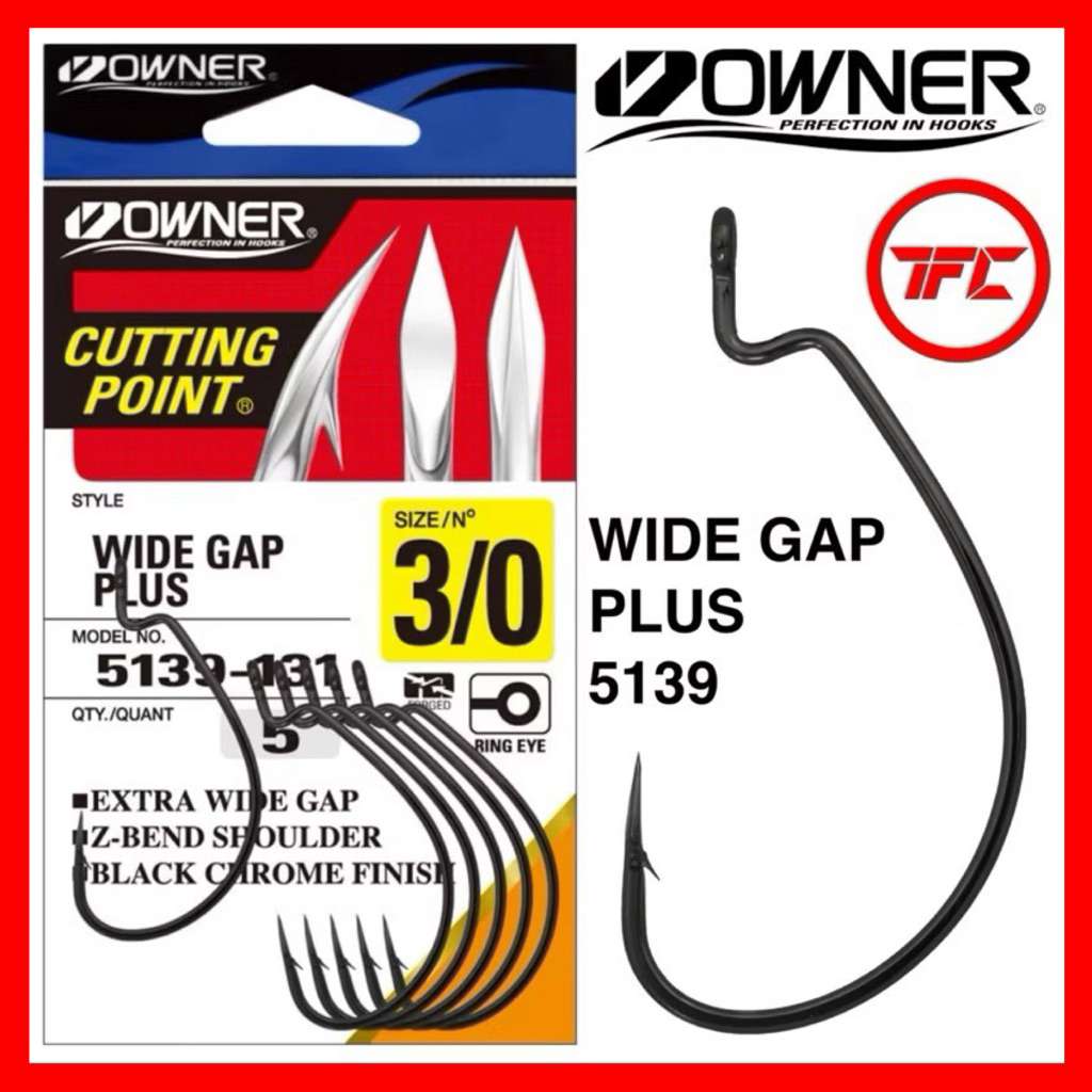 OWNER Wide Gap Plus Worm Hook 5139 Cutting Point Soft Plastic Bait ...