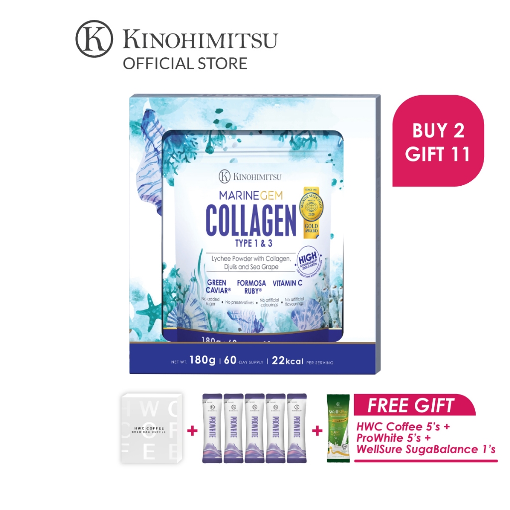 [BELI 2 DAPAT 11] Kinohimitsu Marinegem 180g x2 [FG: HWC Coffee 5s + ProWhite 5s + Sugabalance ...