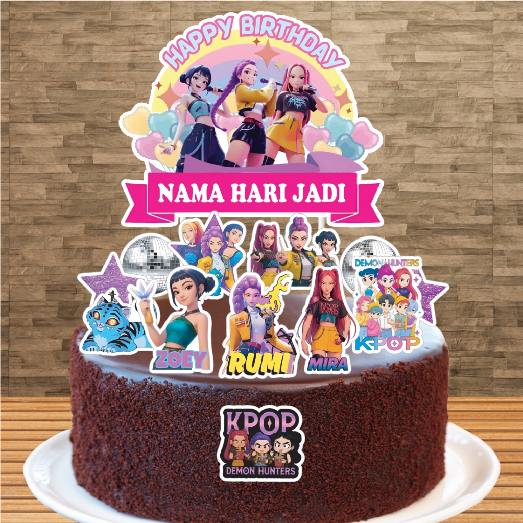 Kpop Demon Hunters Cake Topper Kek Hiasan Add Name Decoration Birthday ...