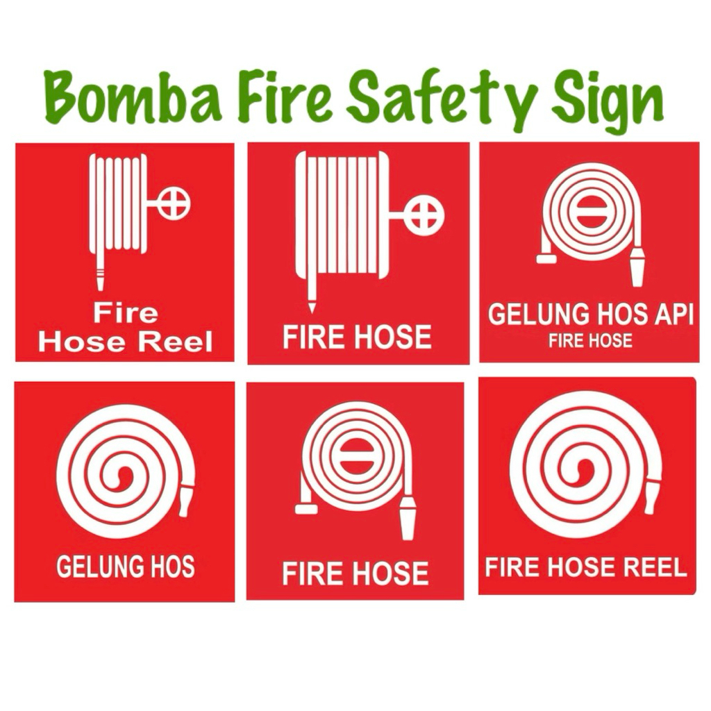 Sticker Bomba Fire Hose Reel Sign ,Fire Safety 消防安全水帶捲盤貼紙，Pelekat Papan ...