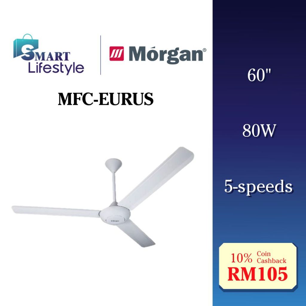 Morgan 360WH CEILING FAN 60" 5 SPEEDS (WHITE) MFC-EURUS | Shopee Malaysia