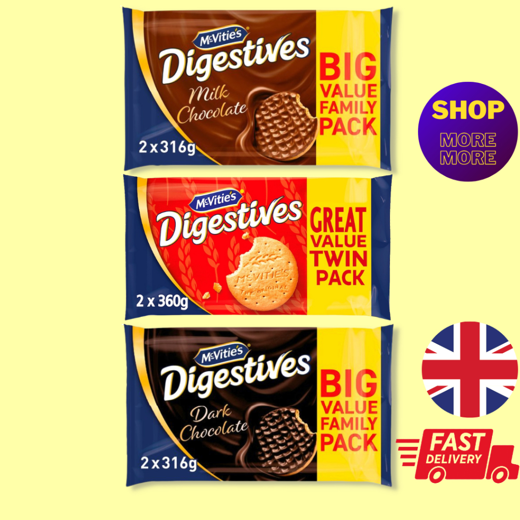 McVitie's 🇬🇧 Milk Dark Chocolate Digestives Biscuits Twin Pack 2x ...