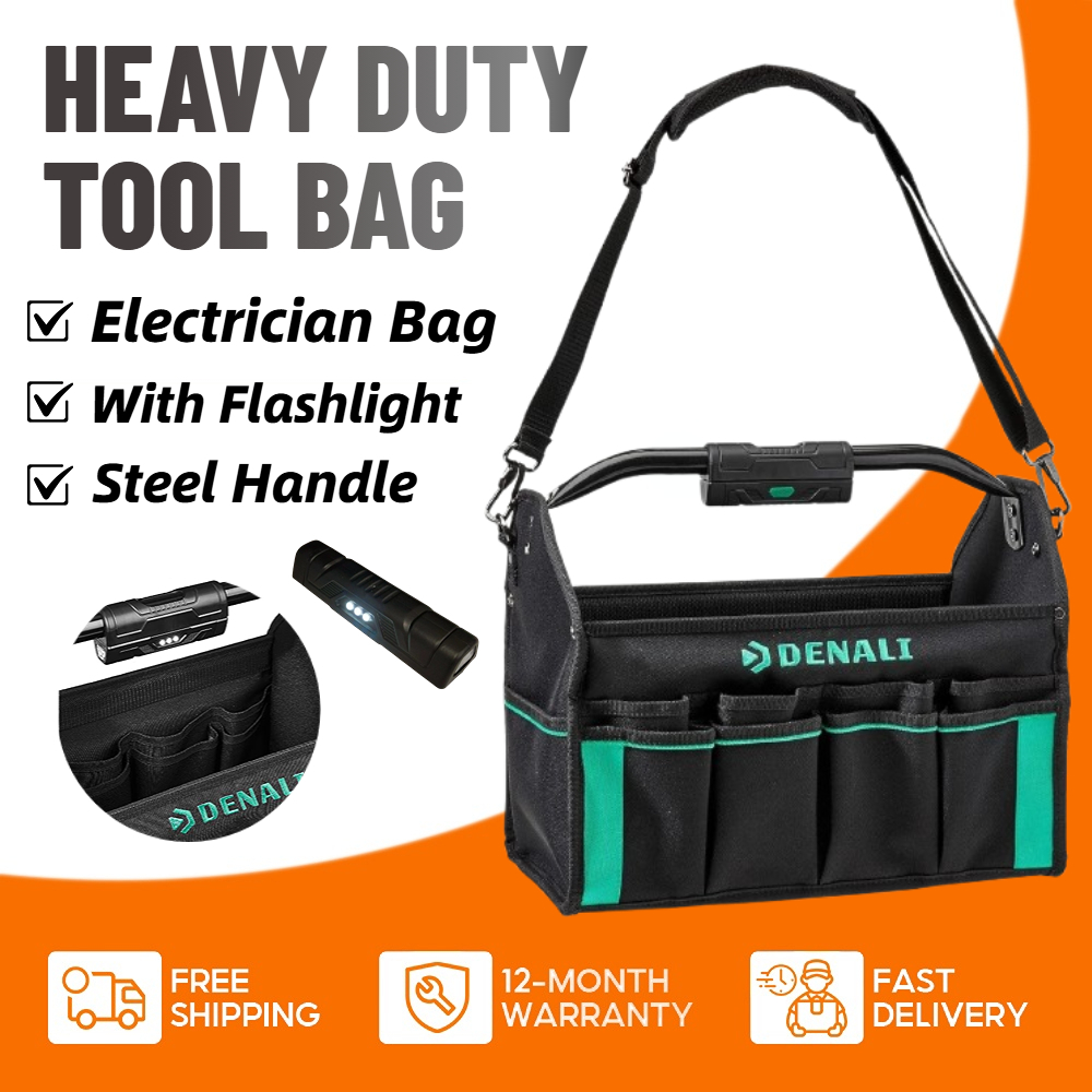 DENALI Steel Handle Upgraded Heavy Duty Tool Bag 16″18″20″23″ 30 Pocket ...