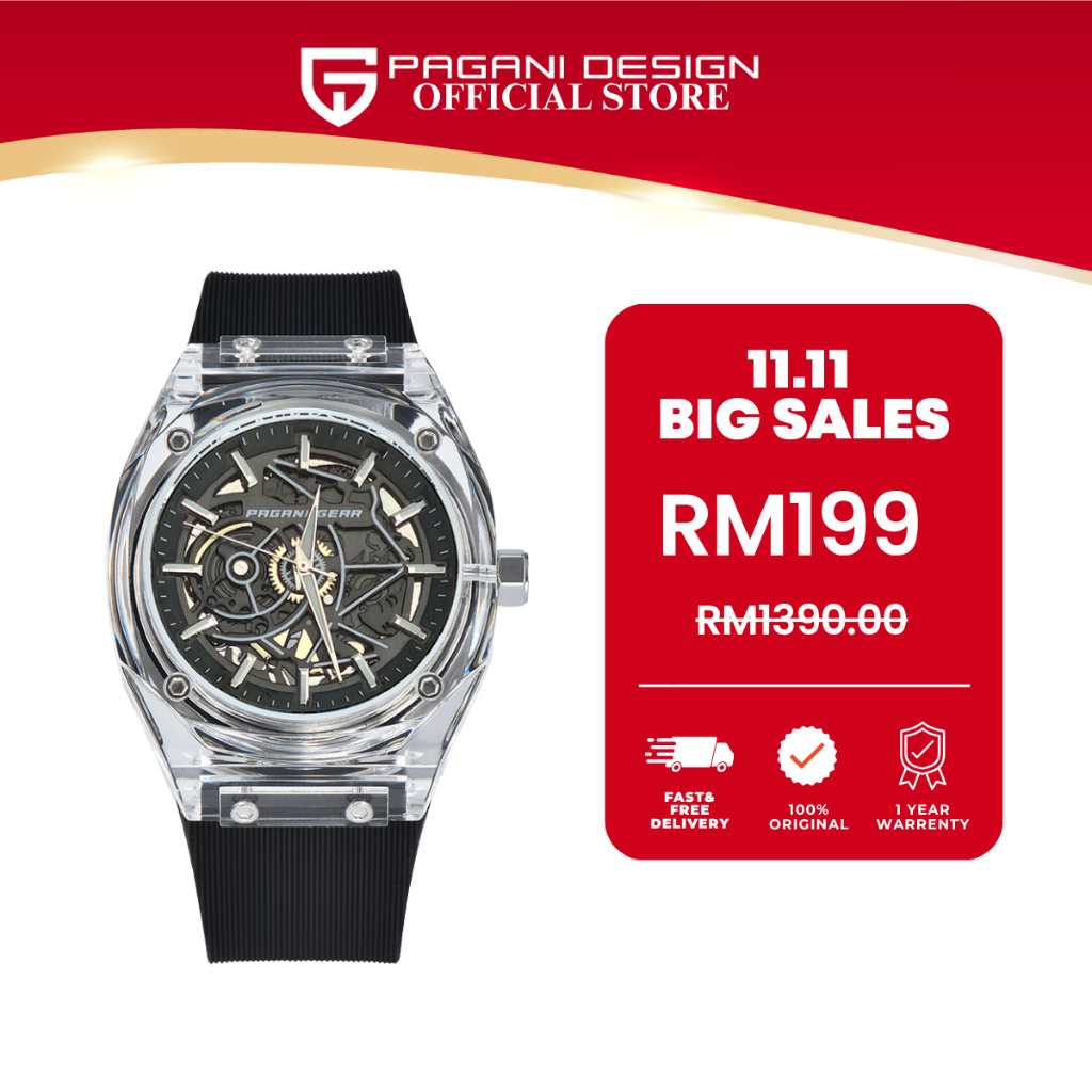 [Only Today!]Pagani Gear Jam Tangan Lelaki Men's Rubber Quartz Watch PG ...