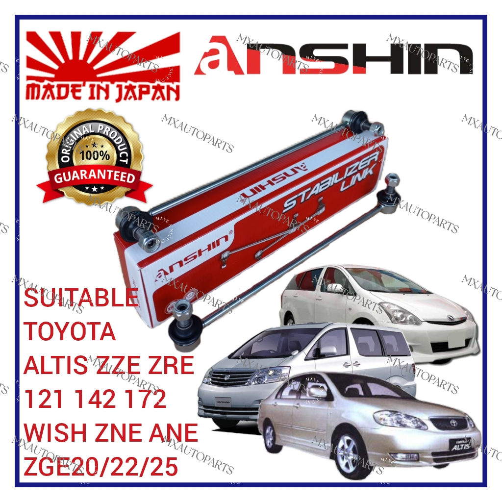ORIGINAL ANSHIN JAPAN FRONT & REAR STABILIZER LINK TOYOTA ALTIS ZZE121 ...