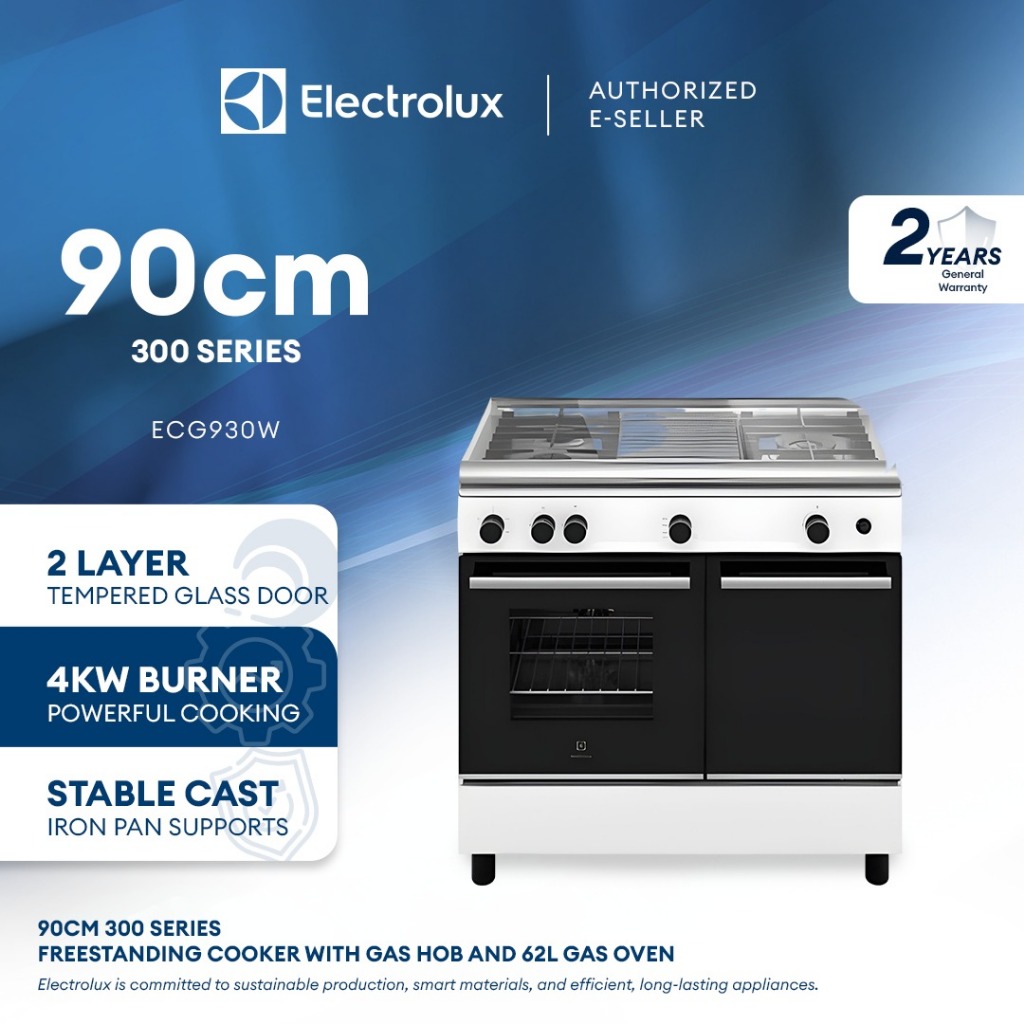 Electrolux Standing Cooker With Gas Hob and 62L Gas Oven 90cm 300 ...