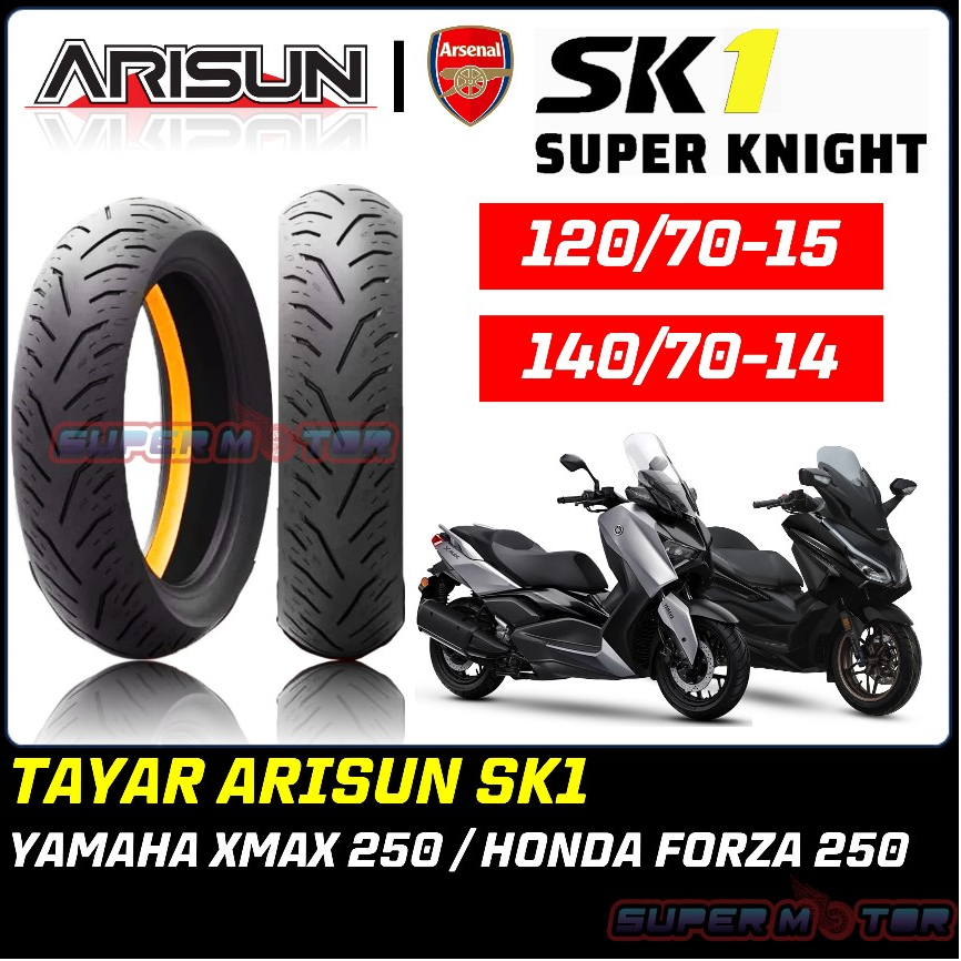 TAYAR SCOOTER YAMAHA XMAX HONDA FORZA 250 ARISUN SK1 FRONT 120/70-15 ...