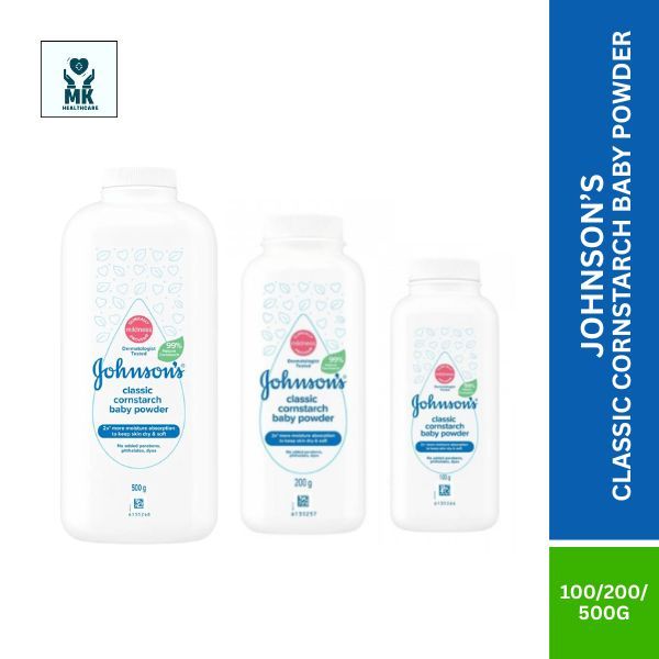 JOHNSONS CLASSIC CORNSTARCH BABY POWDER 100/200/500g | Shopee Malaysia